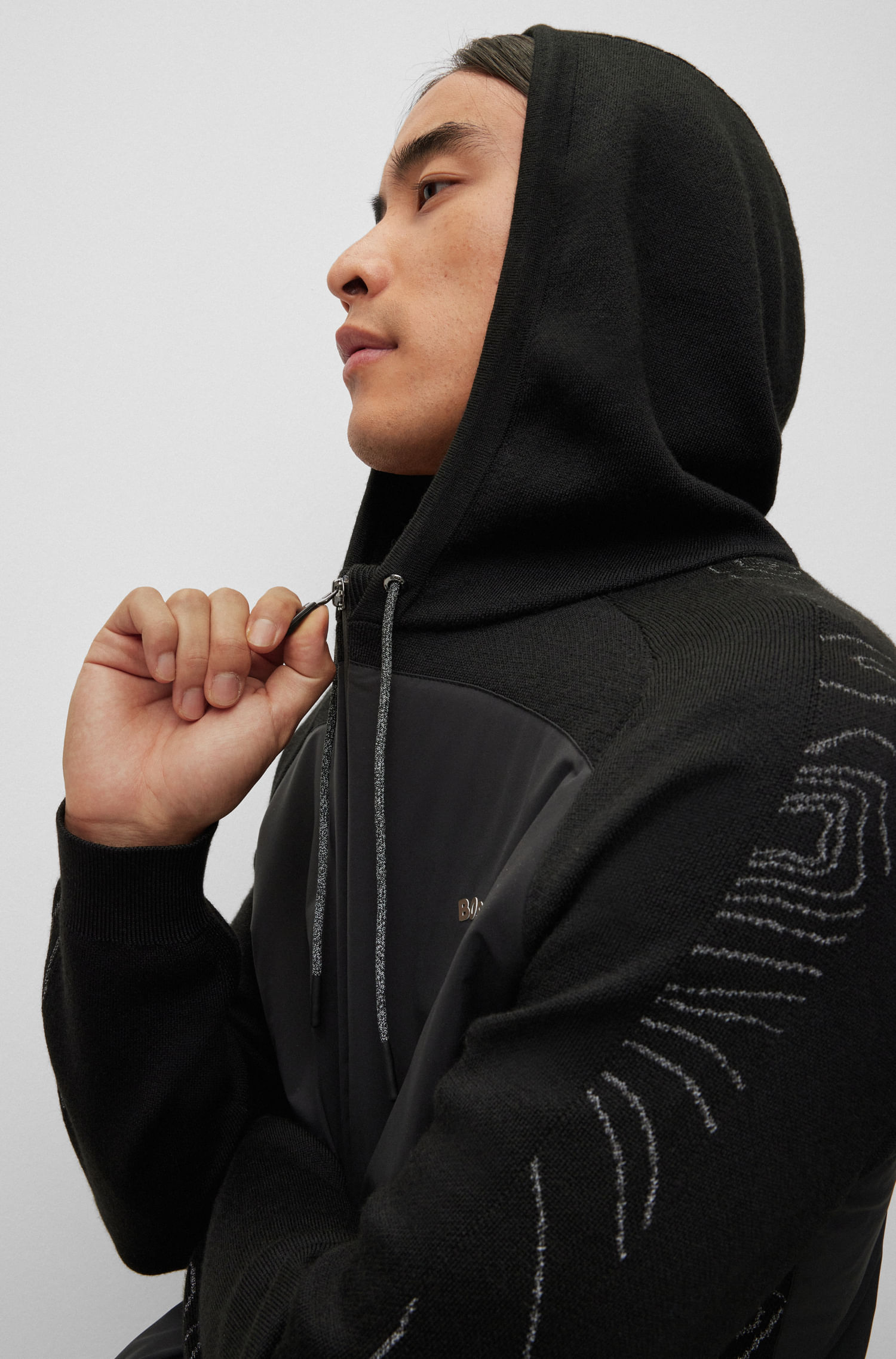 Blusa BOSS De Moletom De Zíper BOSS X AJBXNG Relaxed Fit Com Arte ...