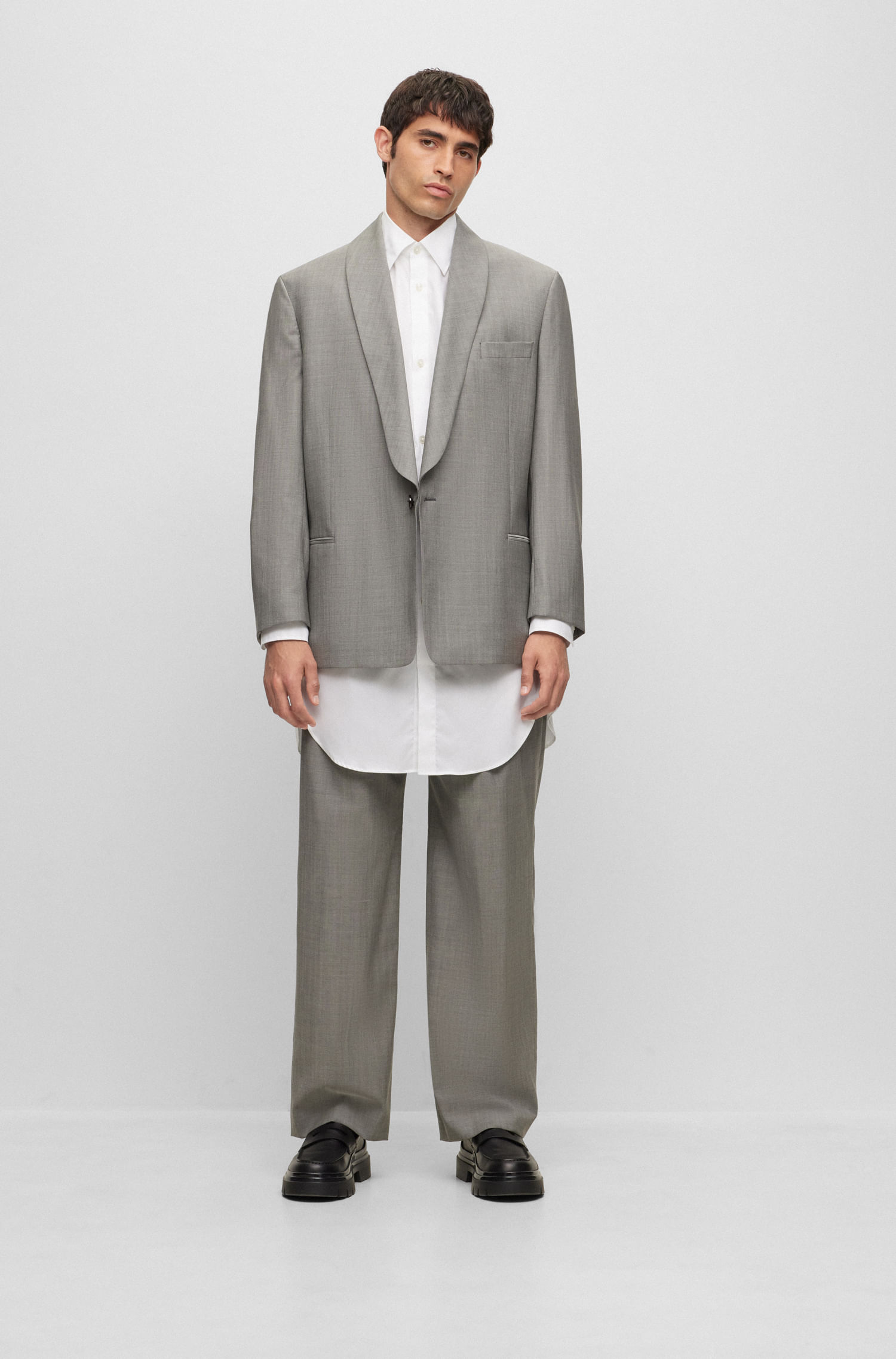 Camisa Comprida BOSS Branca Regular-Fit Em Popeline De Algodão Easy ...