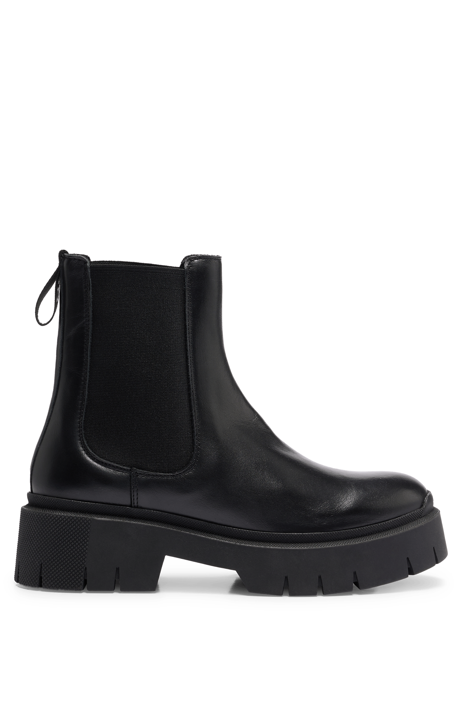 Botas Chelsea Em Couro Com Sola Grossa E Fita Com Marca