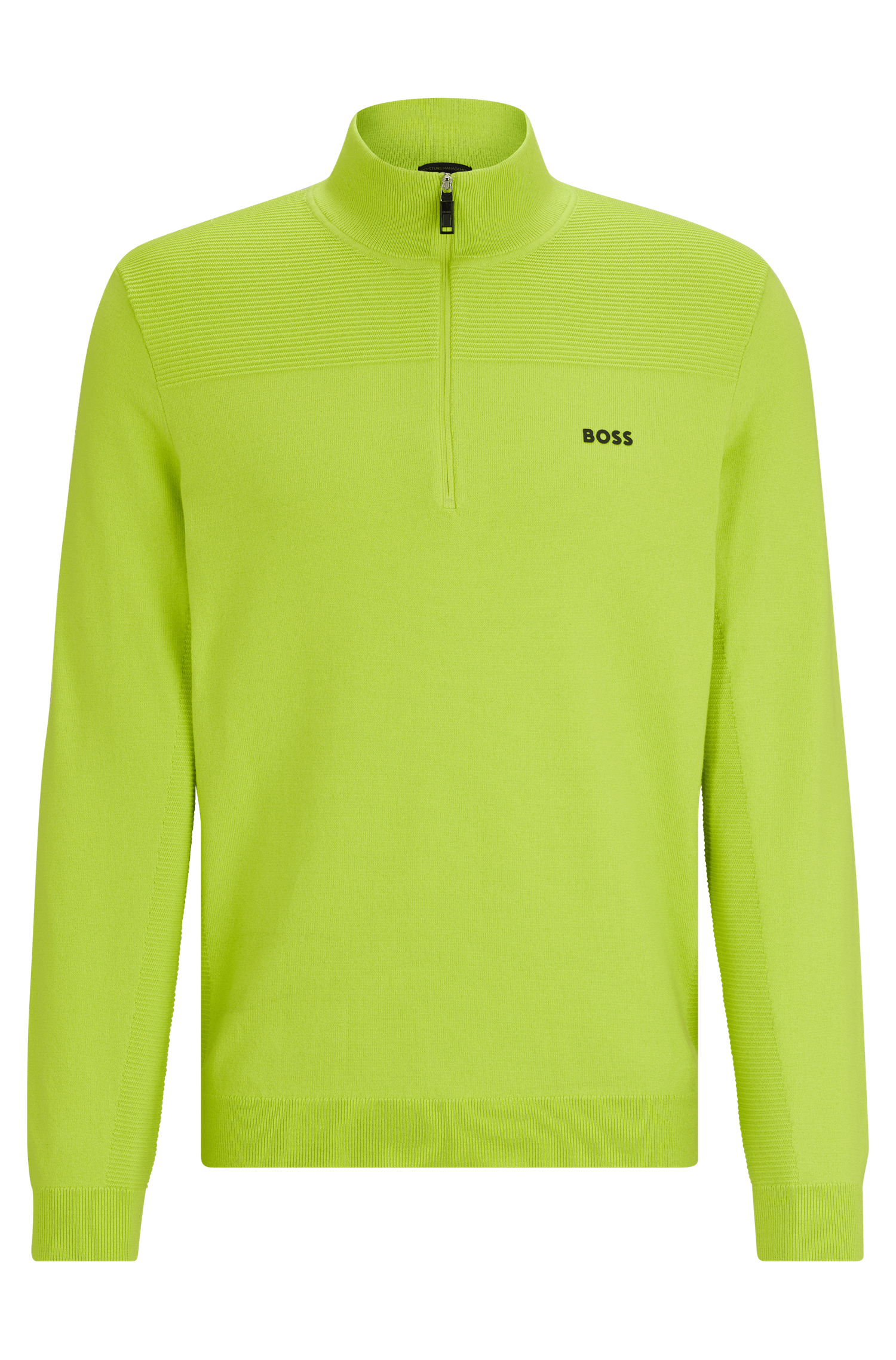 Suéter BOSS Verde Com Zíper Da Marca Na Gola - Hugo Boss