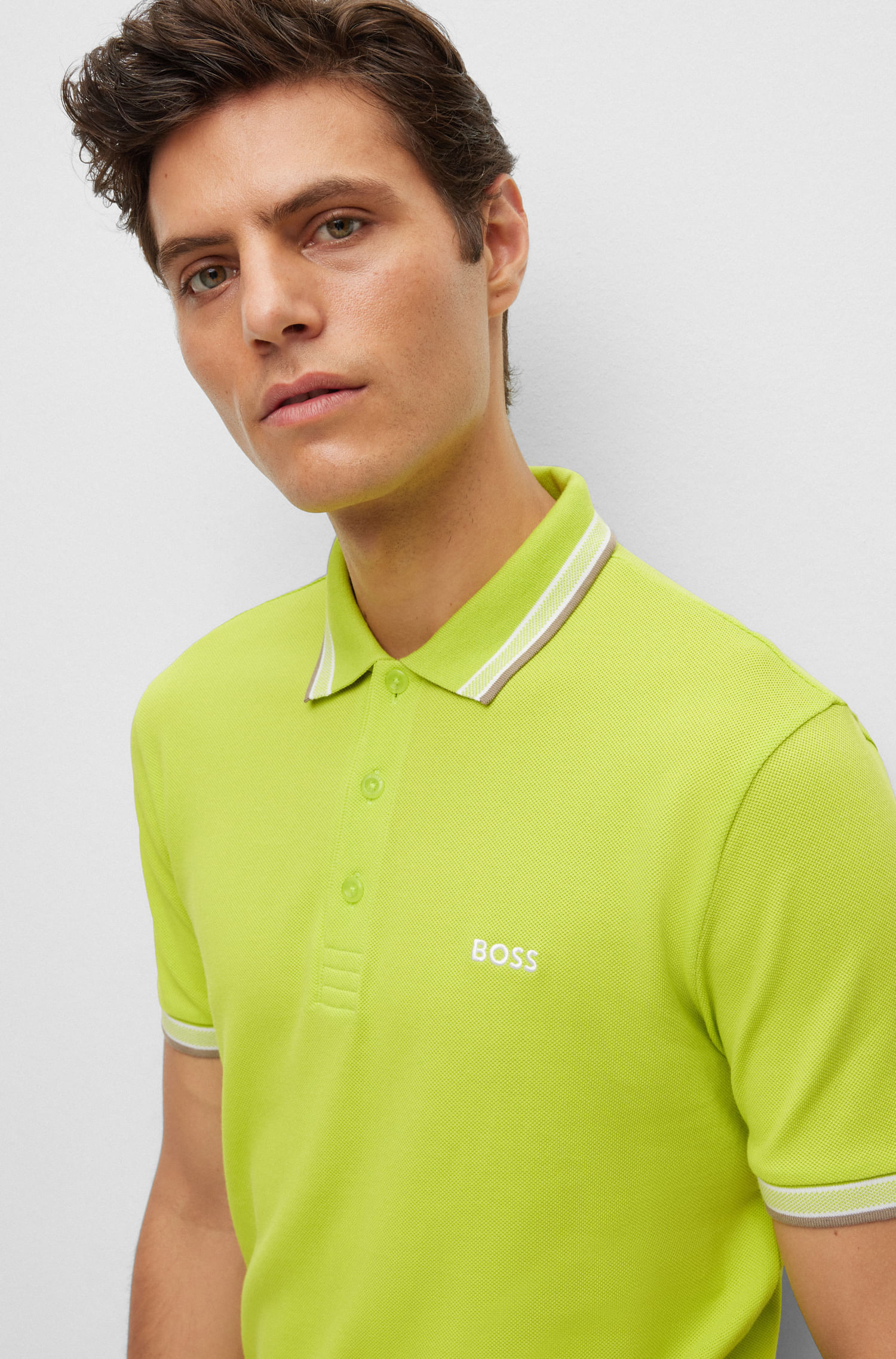 Camisa Polo Verde Em Algodão Orgânico Com Logo