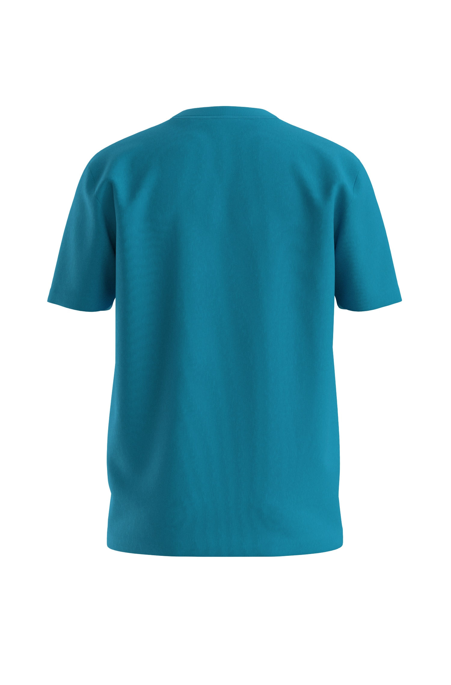 Camiseta De Ajuste Regular Em Algodão Elástico Com Logo Em Contraste