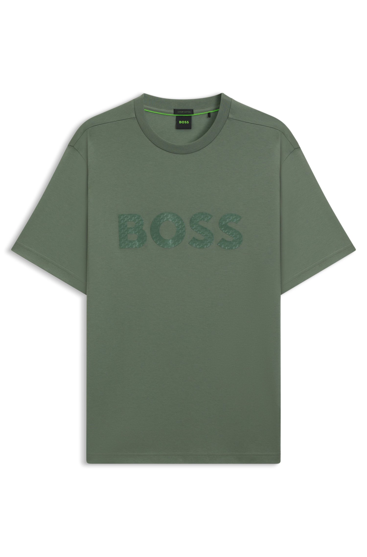 Camiseta Em Jersey De Algodão Com Logo Estruturado